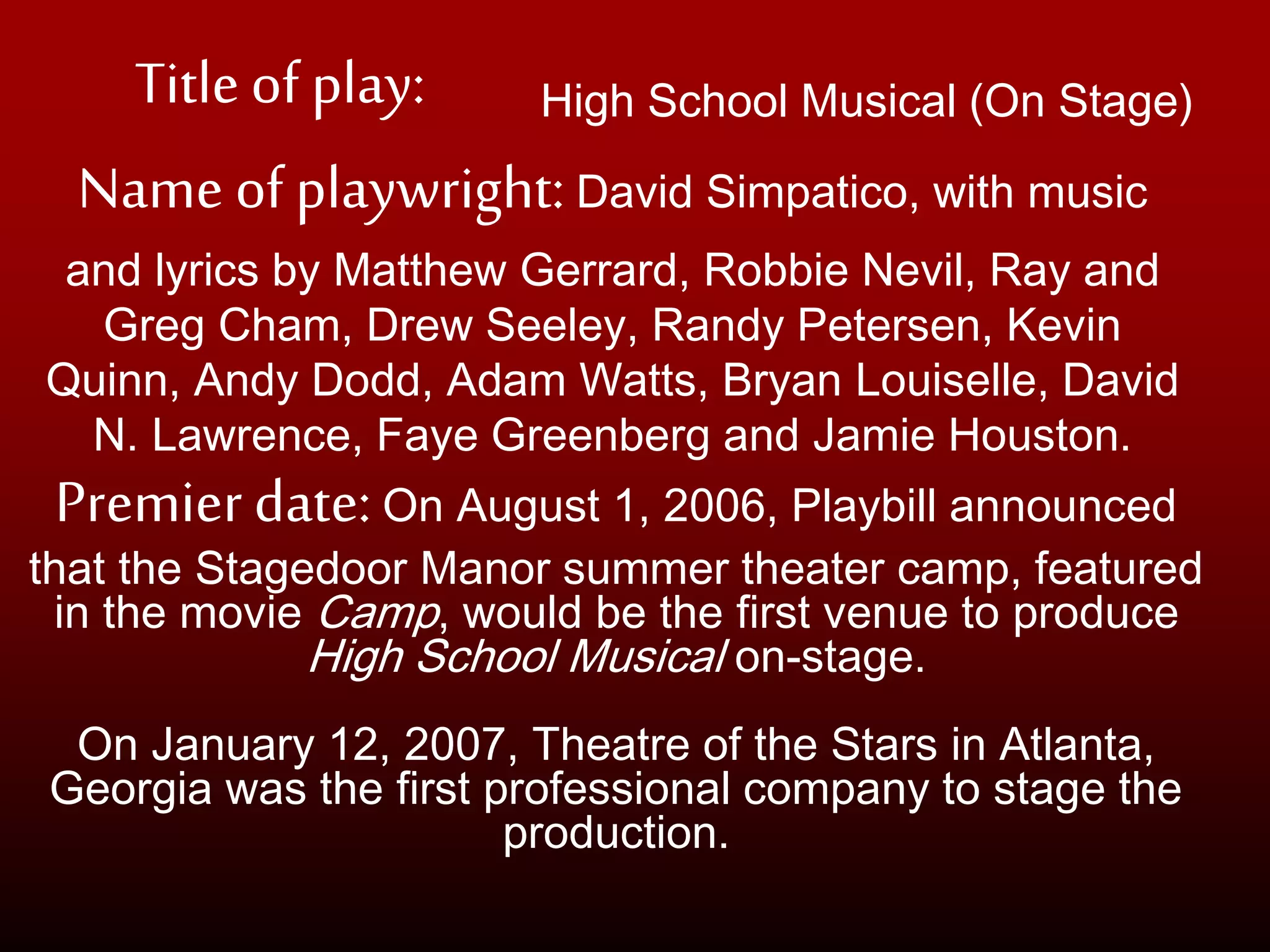 High school musical | PPTX