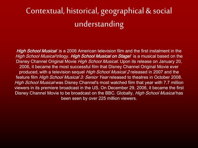 High school musical | PPTX | Musicals | Genres