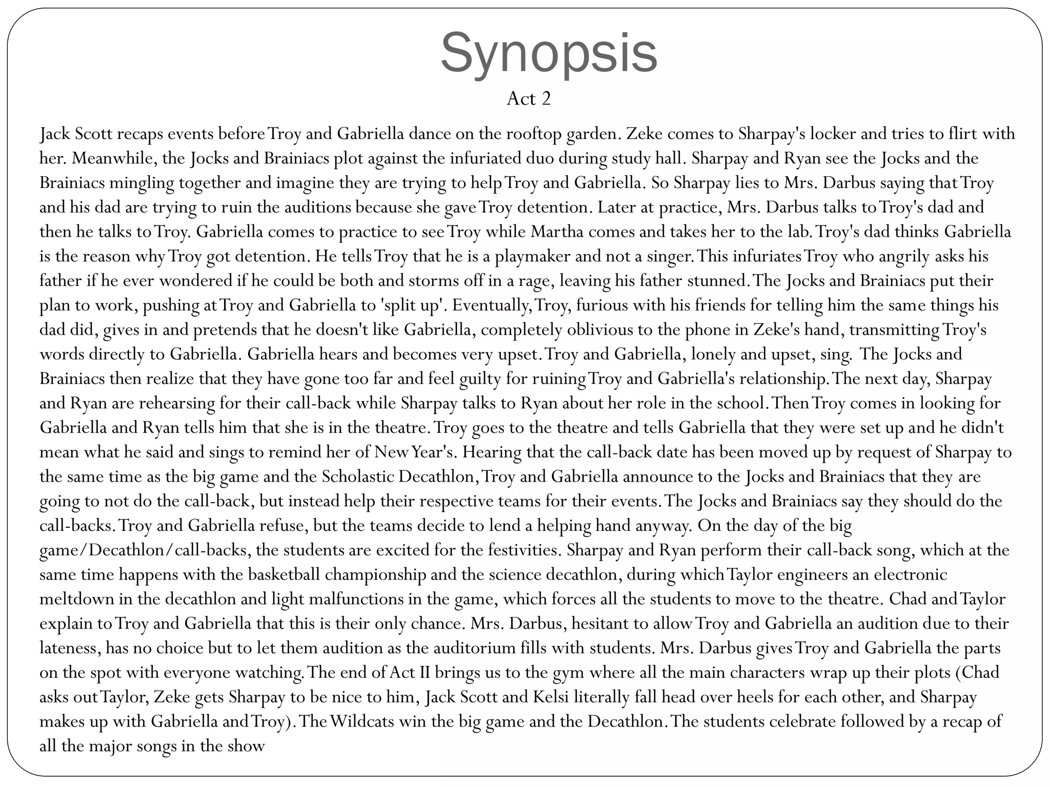 High school musical on stage | PPTX