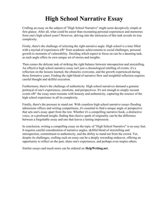High School Narrative Essay | PDF