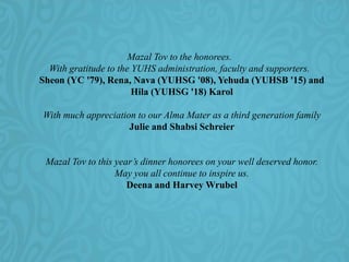 YUHS Dinner Scroll of Honor | PPT