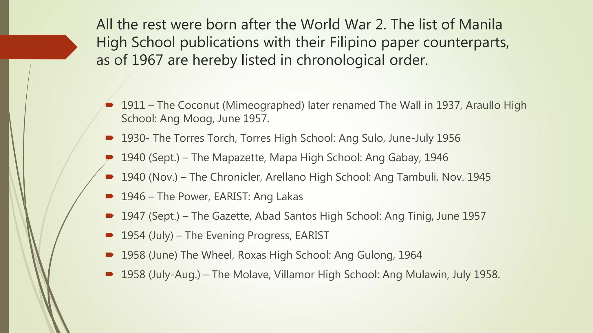 High school publication a brief history | PPTX