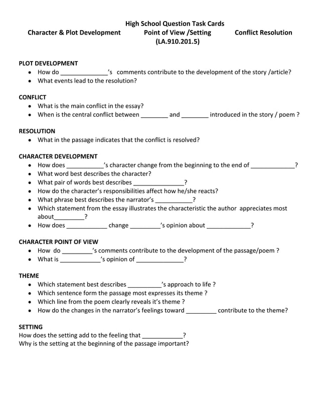 High school question task cards big | DOCX | Internet for Beginners ...