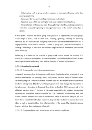 High school students perceptions of the benefits of the group work to ...