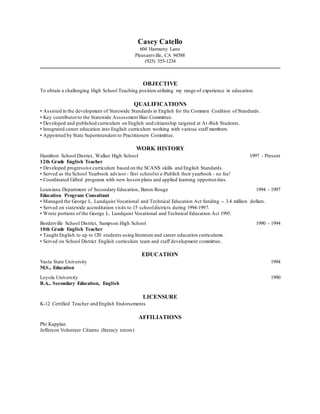 High school teacher (English) CV template | DOCX