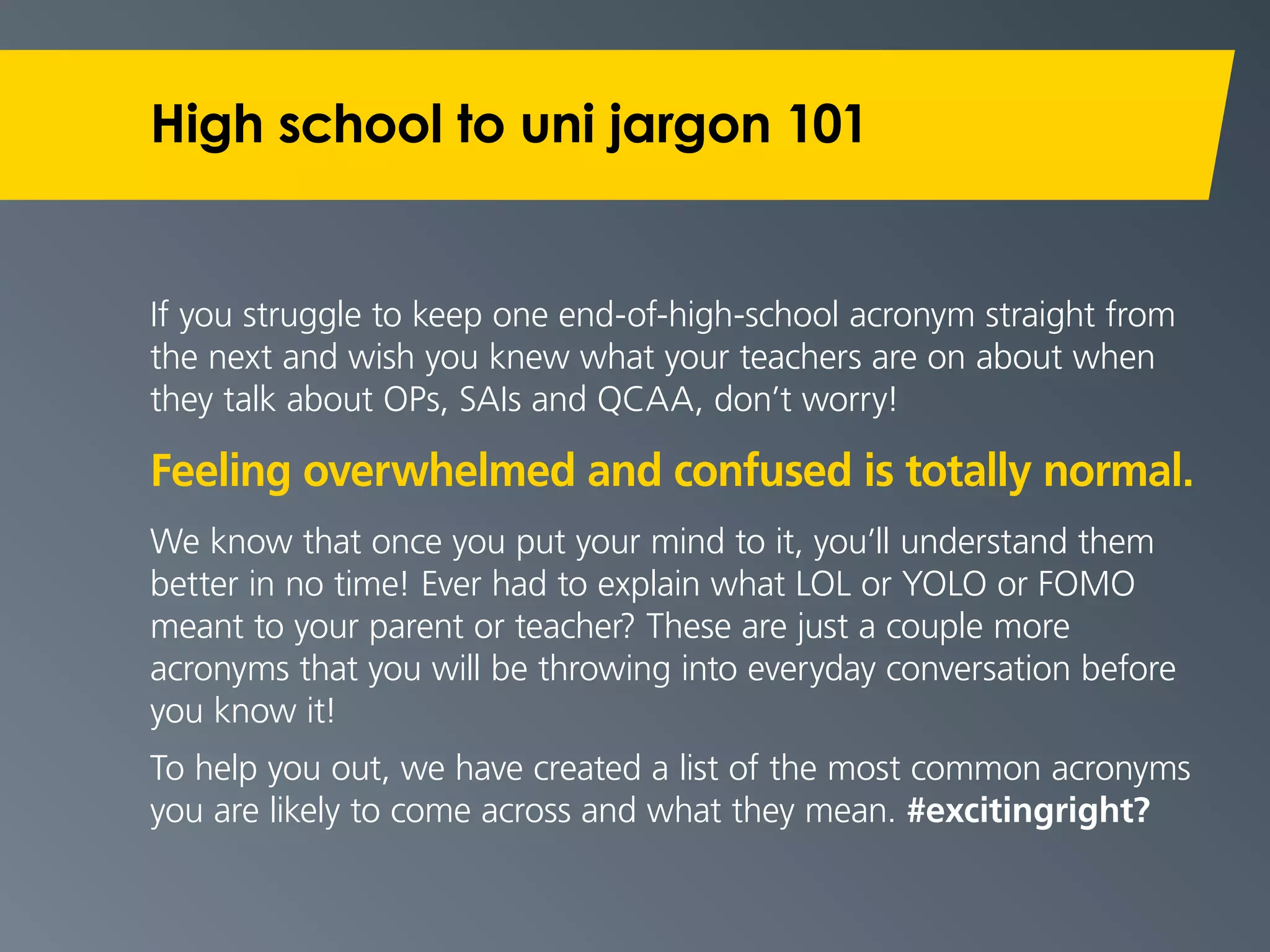 Uni acronyms every high school student needs to know | PDF ...