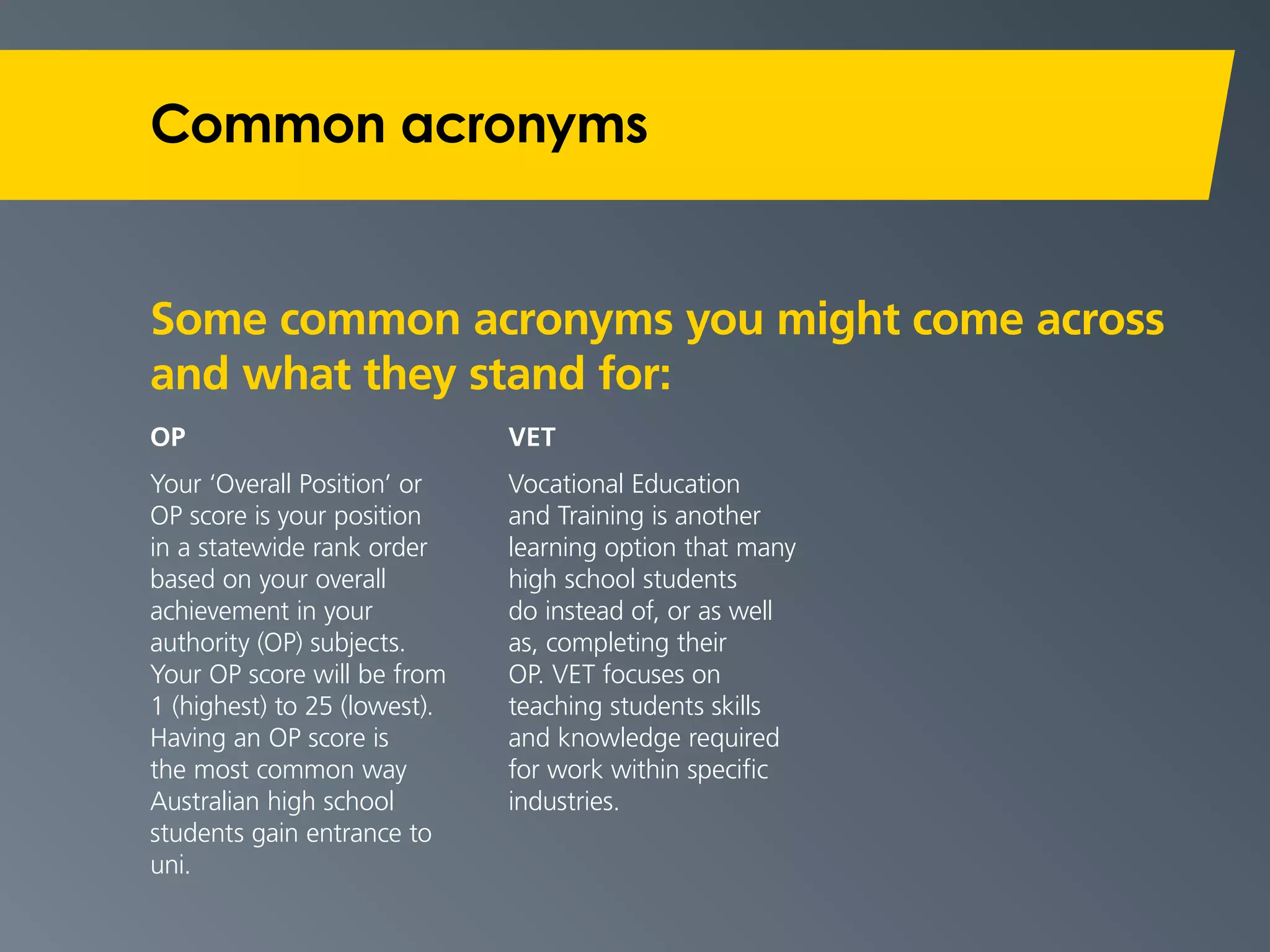 Uni acronyms every high school student needs to know | PDF ...