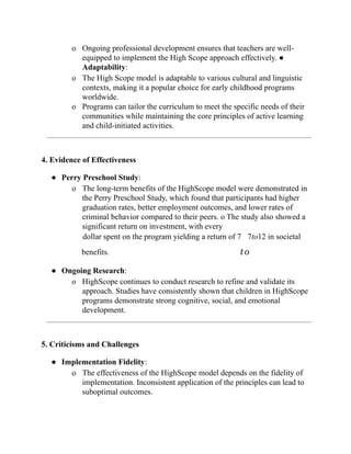 High Scope Curriculum Model, early childhood education | DOCX