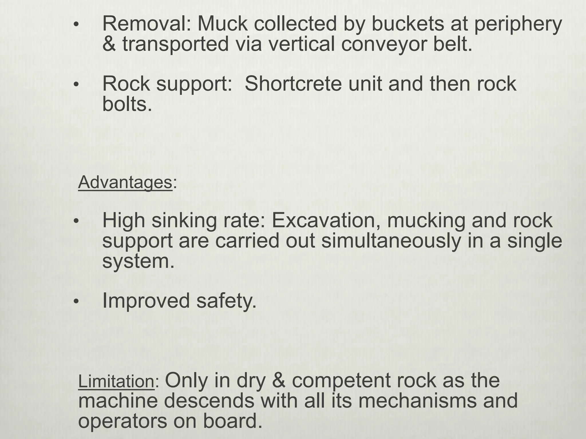 High speed mechanised shaft sinking | PPTX