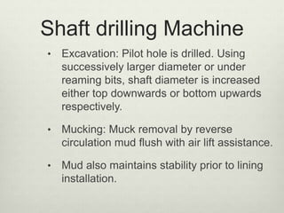 High speed mechanised shaft sinking | PPTX