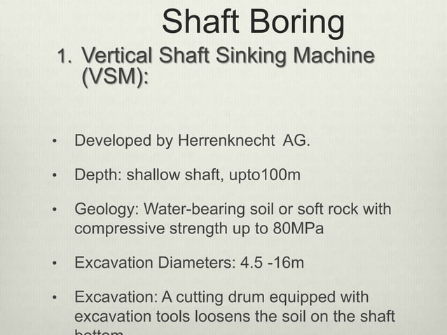High speed mechanised shaft sinking | PPTX