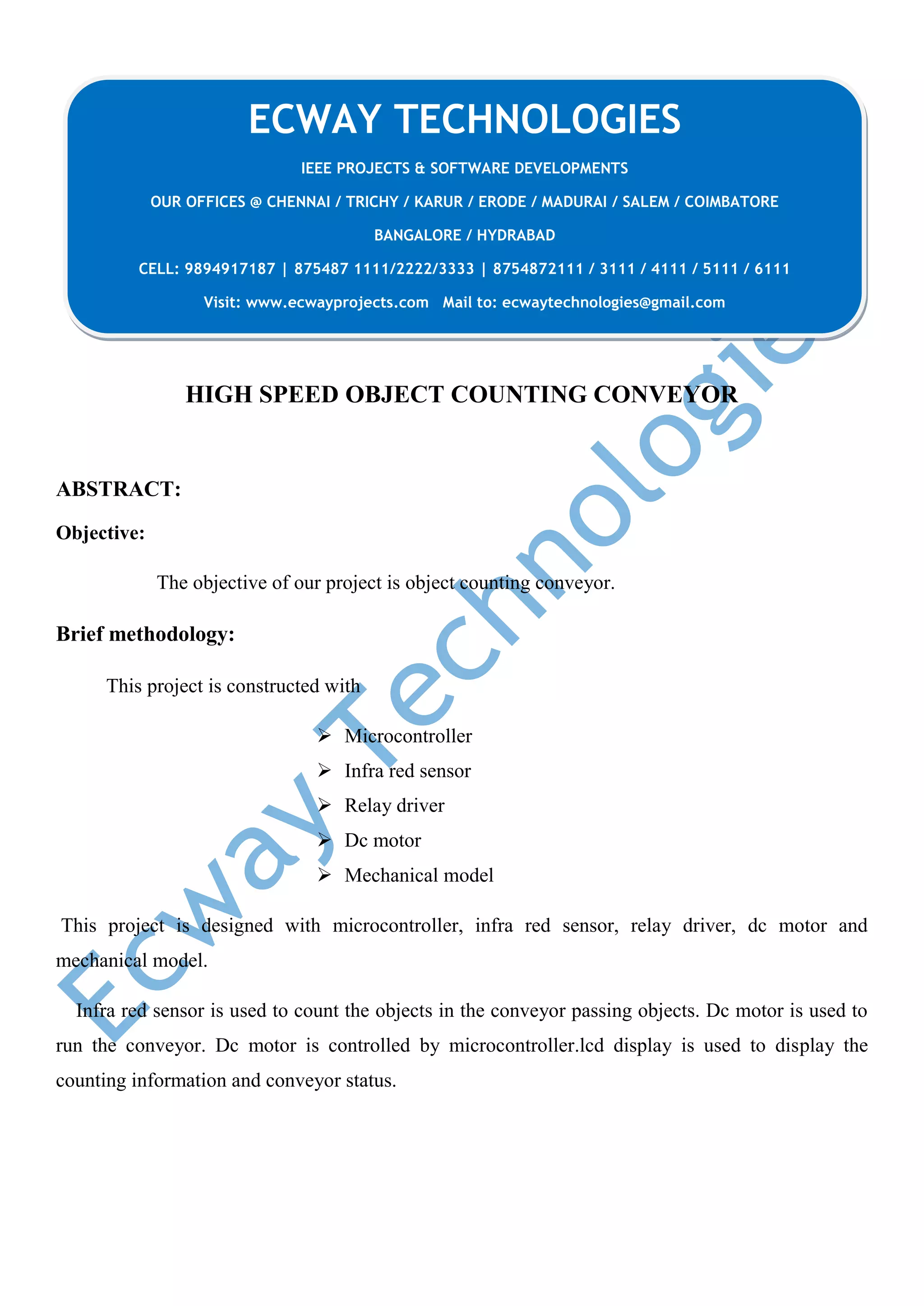 High speed object counting conveyor | DOCX | Technology & Computing