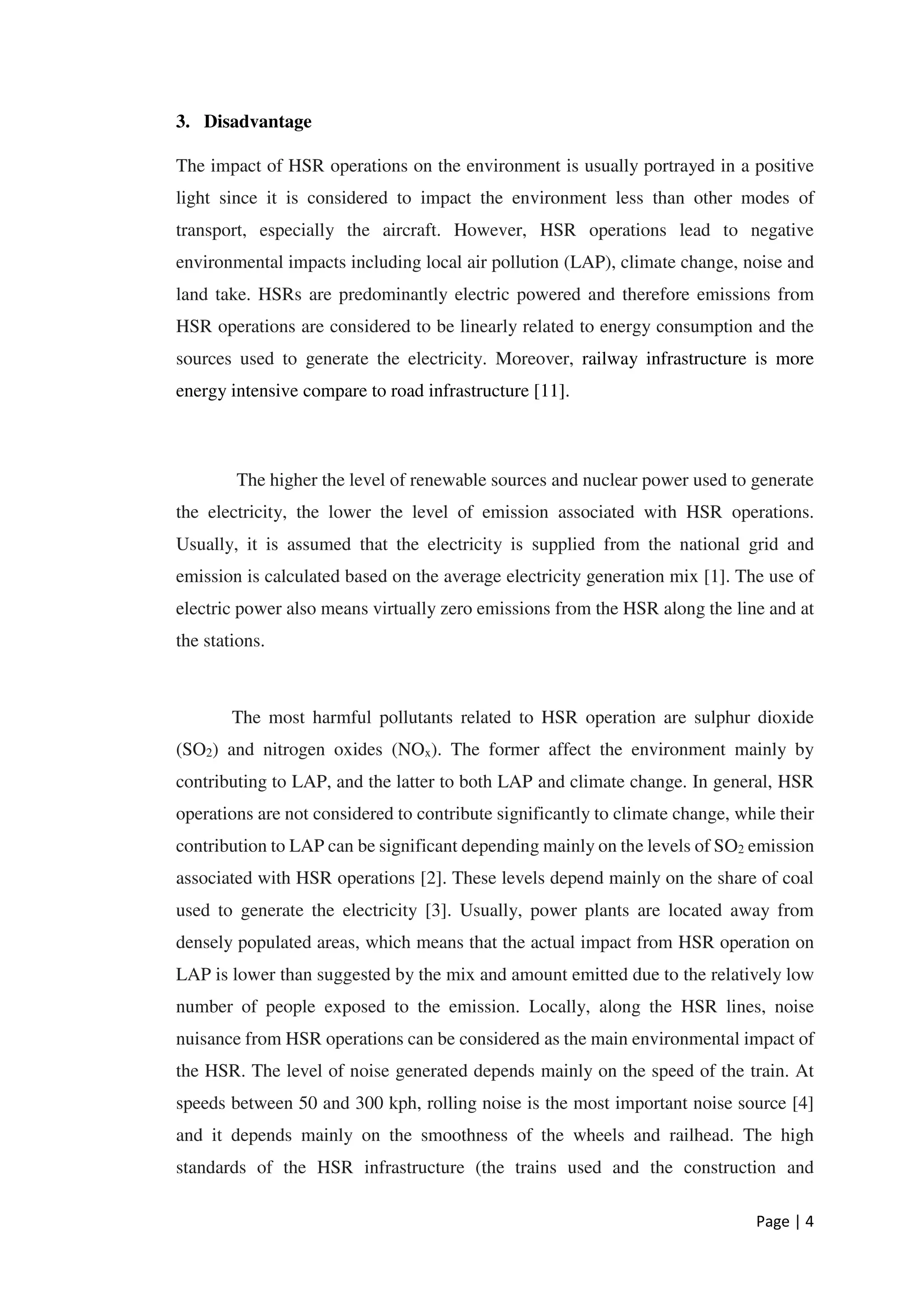 High speed rail and its impact on the environment + formation of ozone ...