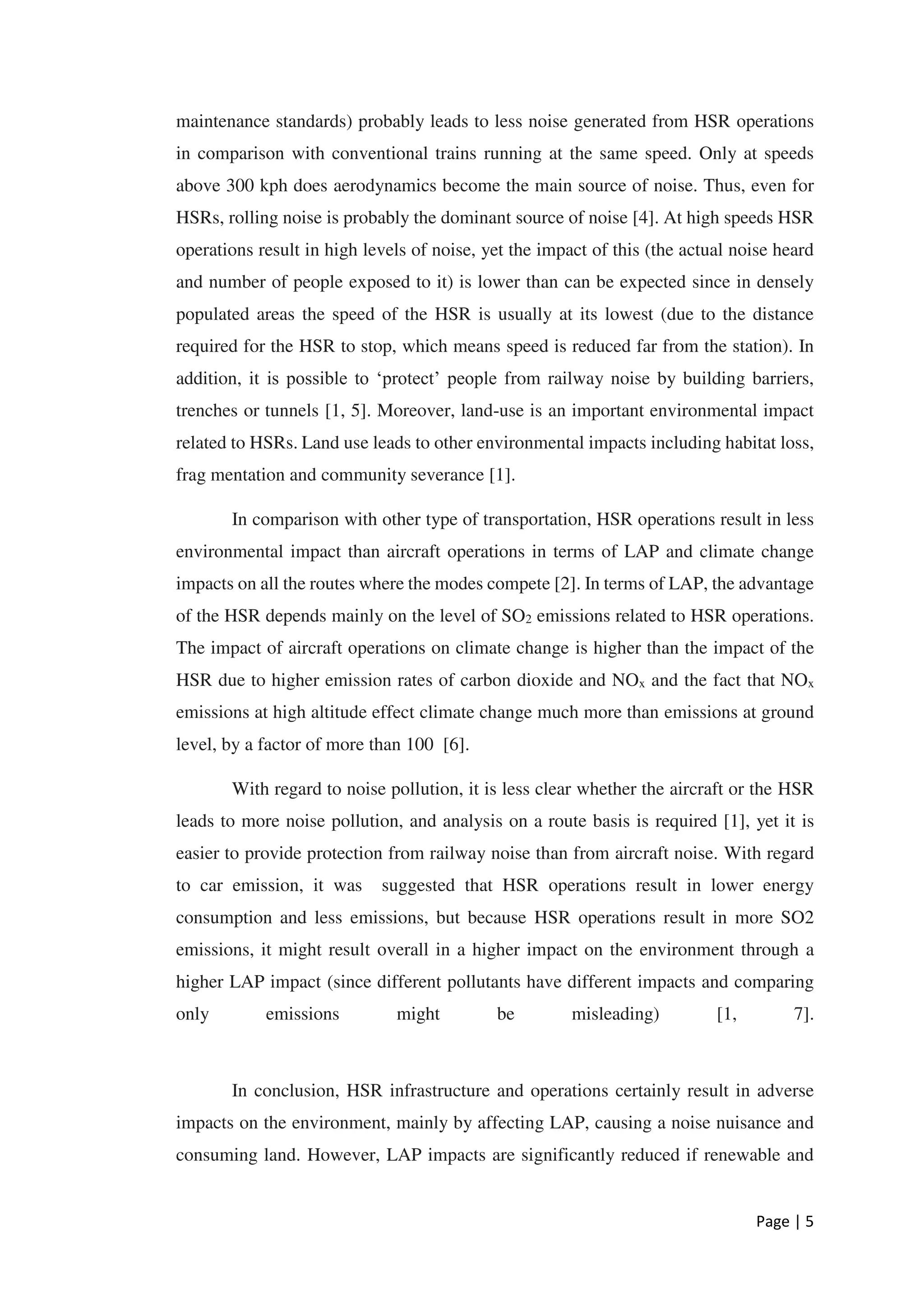 High speed rail and its impact on the environment + formation of ozone ...