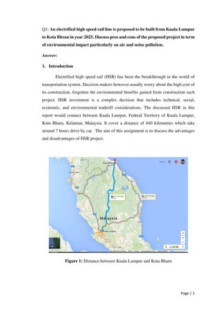 High speed rail and its impact on the environment + formation of ozone ...