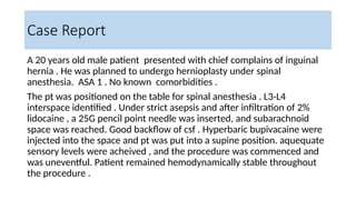 High Spinal Anesthesia and its management | PPTX