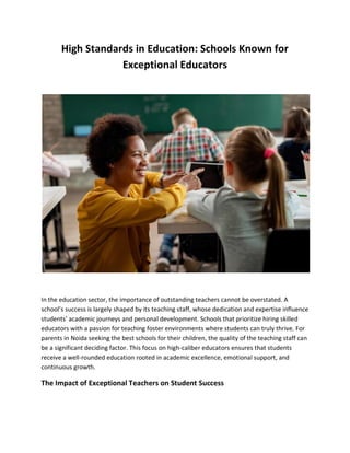 High Standards in Education: Schools Known for Exceptional Educators | PDF