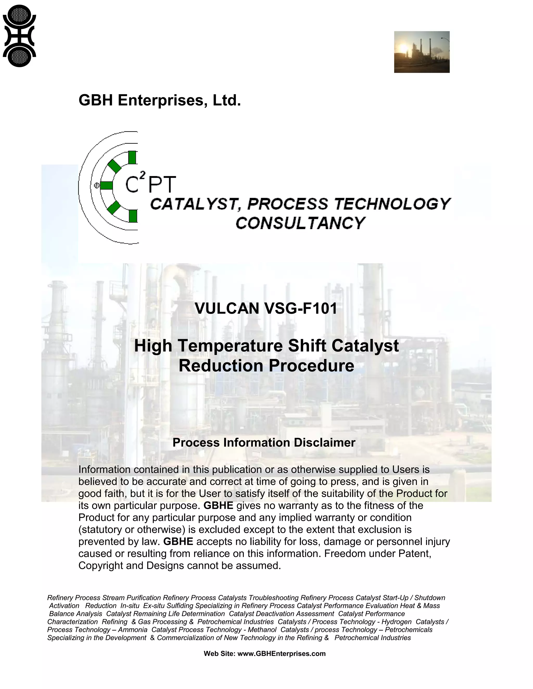 High Temperature Shift Catalyst Reduction Procedure | PDF