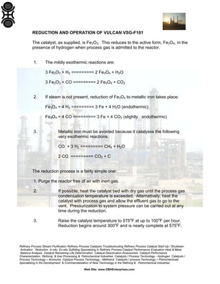 High Temperature Shift Catalyst Reduction Procedure | PDF
