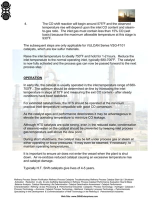 High Temperature Shift Catalyst Reduction Procedure | PDF