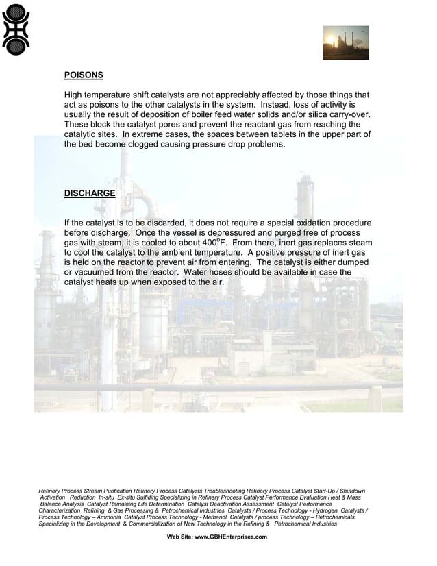 High Temperature Shift Catalyst Reduction Procedure | PDF