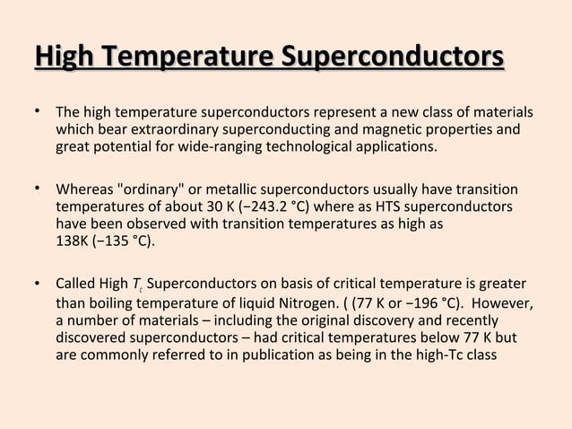 Introduction to High temperature superconductors | PPT
