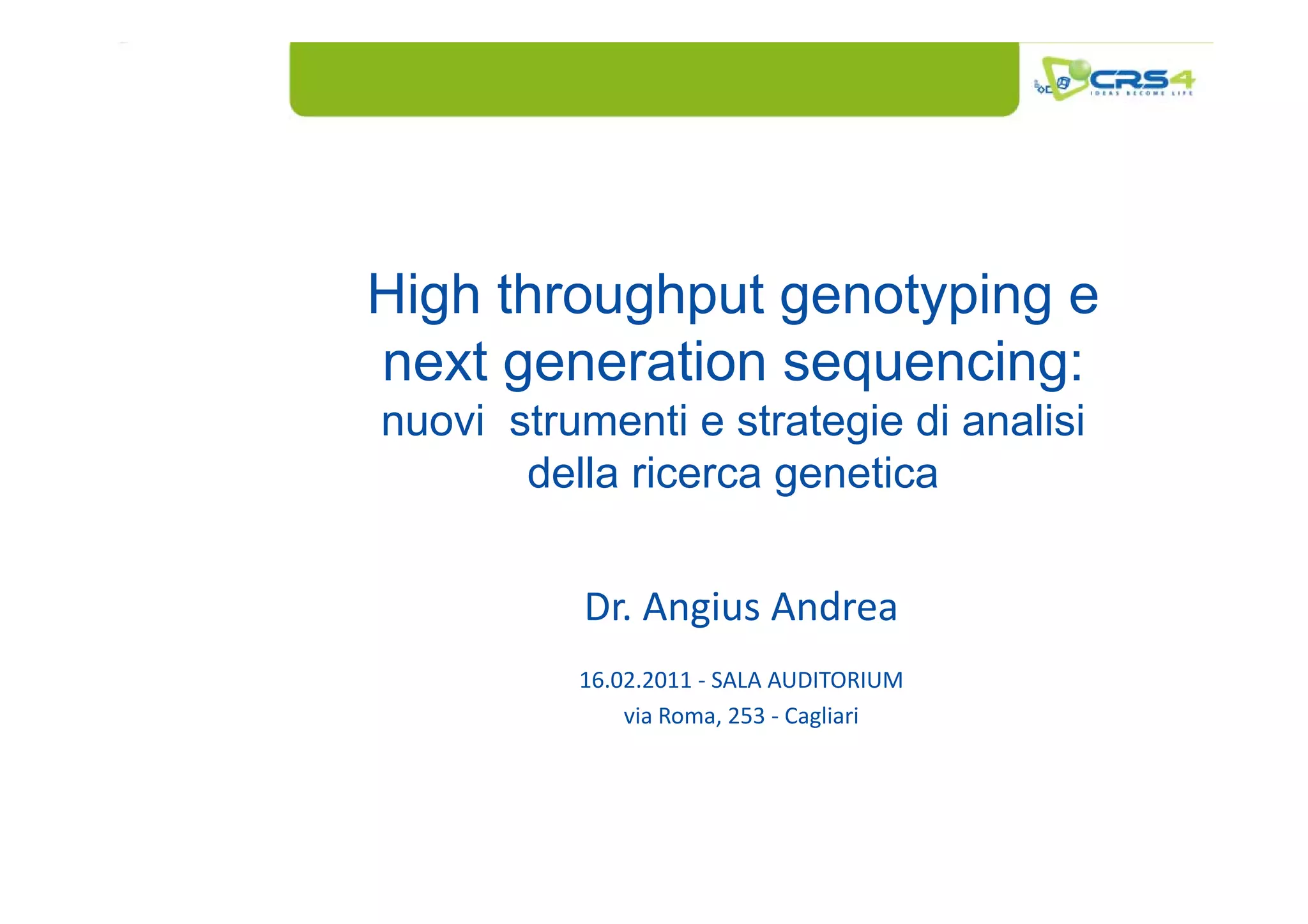 High throughput genotyping e next generation sequencing | PDF | Diseases and Conditions ...