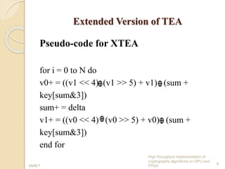 High throughput implementations of cryptography algorithms on GPU and ...