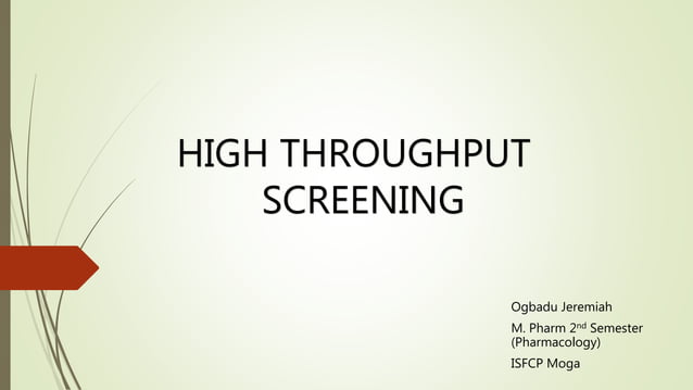 High throughput screening | PPTX | Chemistry | Science