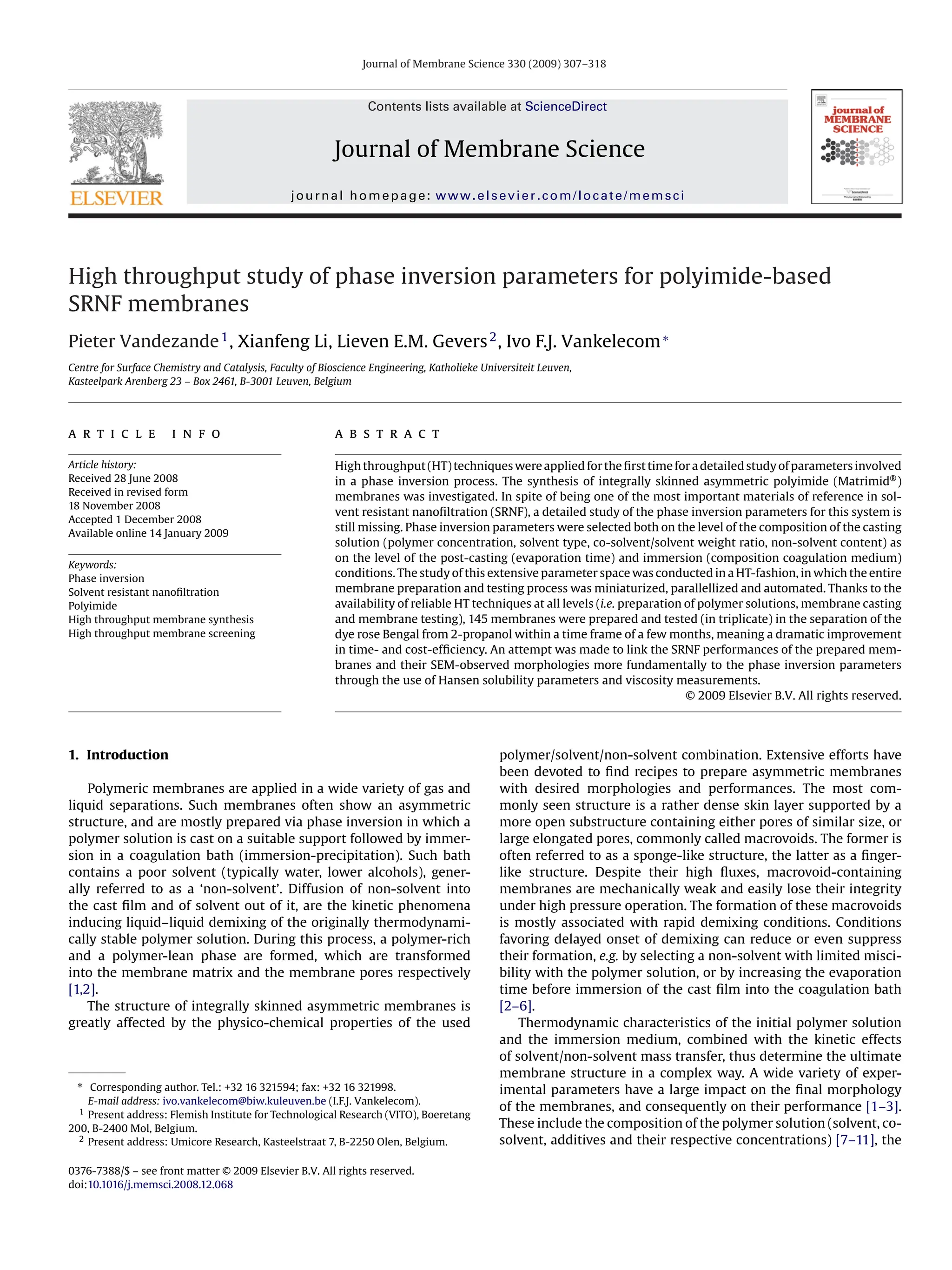High throughput study of phase inversion parameters for polyimide-based.pdf