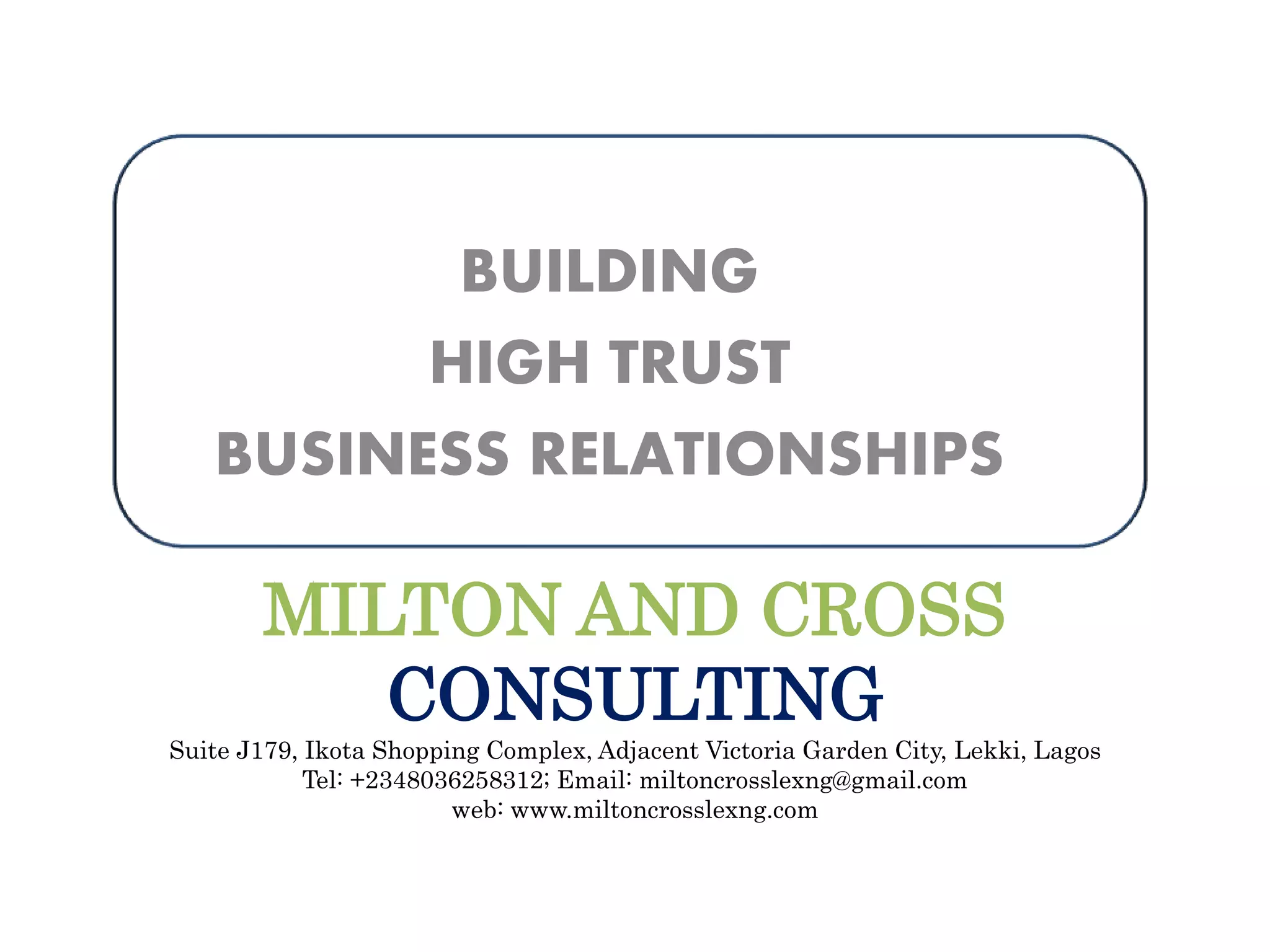 Building High Trust Business Relationship | PPTX