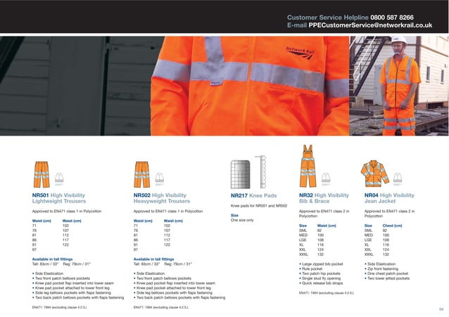 High Visibility Orange Personal Protective Clothing - Network Rail ...