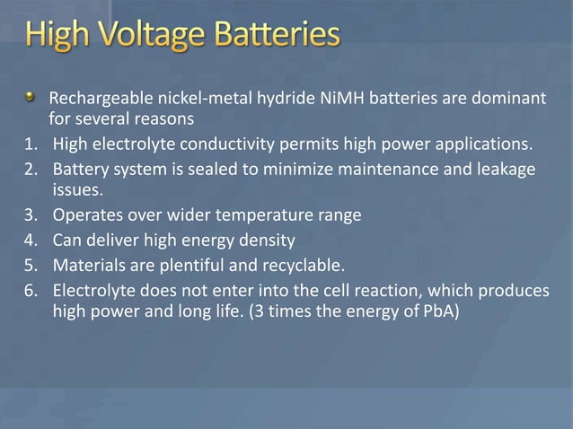 High voltage batteries | PPTX