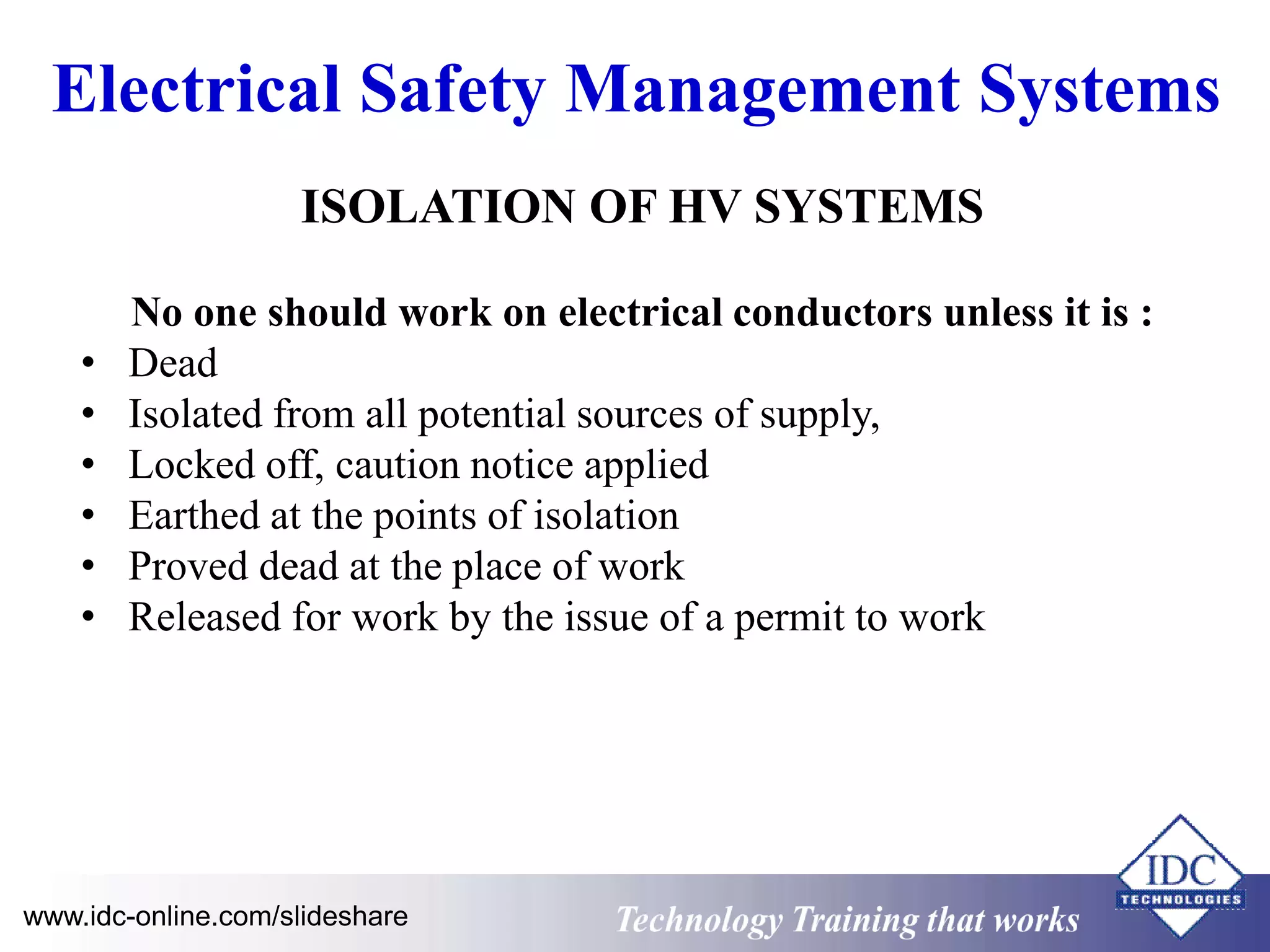 High Voltage Electrical Compliance and Safety Operating Procedures | PPTX