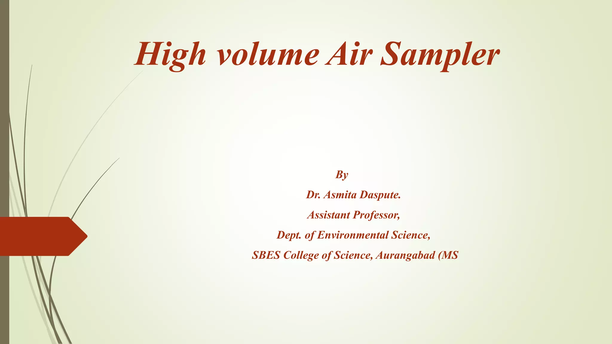 High volume air sampler | PDF