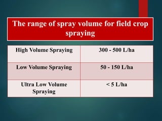 High volume, low volume and ultra low pesticide application | PPTX
