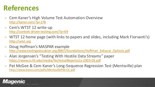 High volume test automation in practice