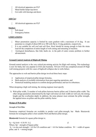 Highwall mining, a new approach in india revised | PDF