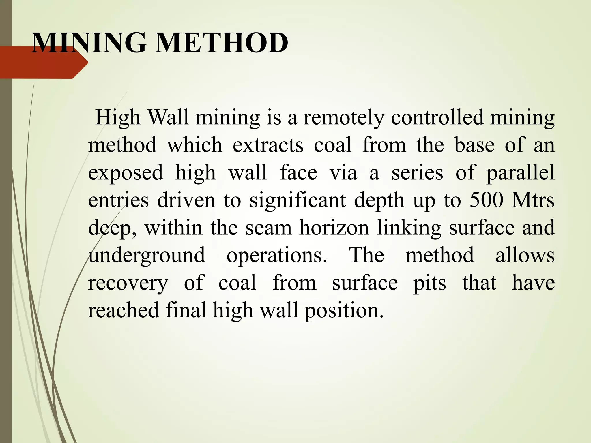 HIGH WALL MINING at SCCL - A Case Study | PPT