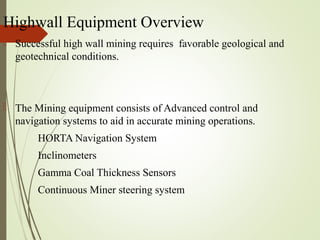 HIGH WALL MINING at SCCL - A Case Study | PPT