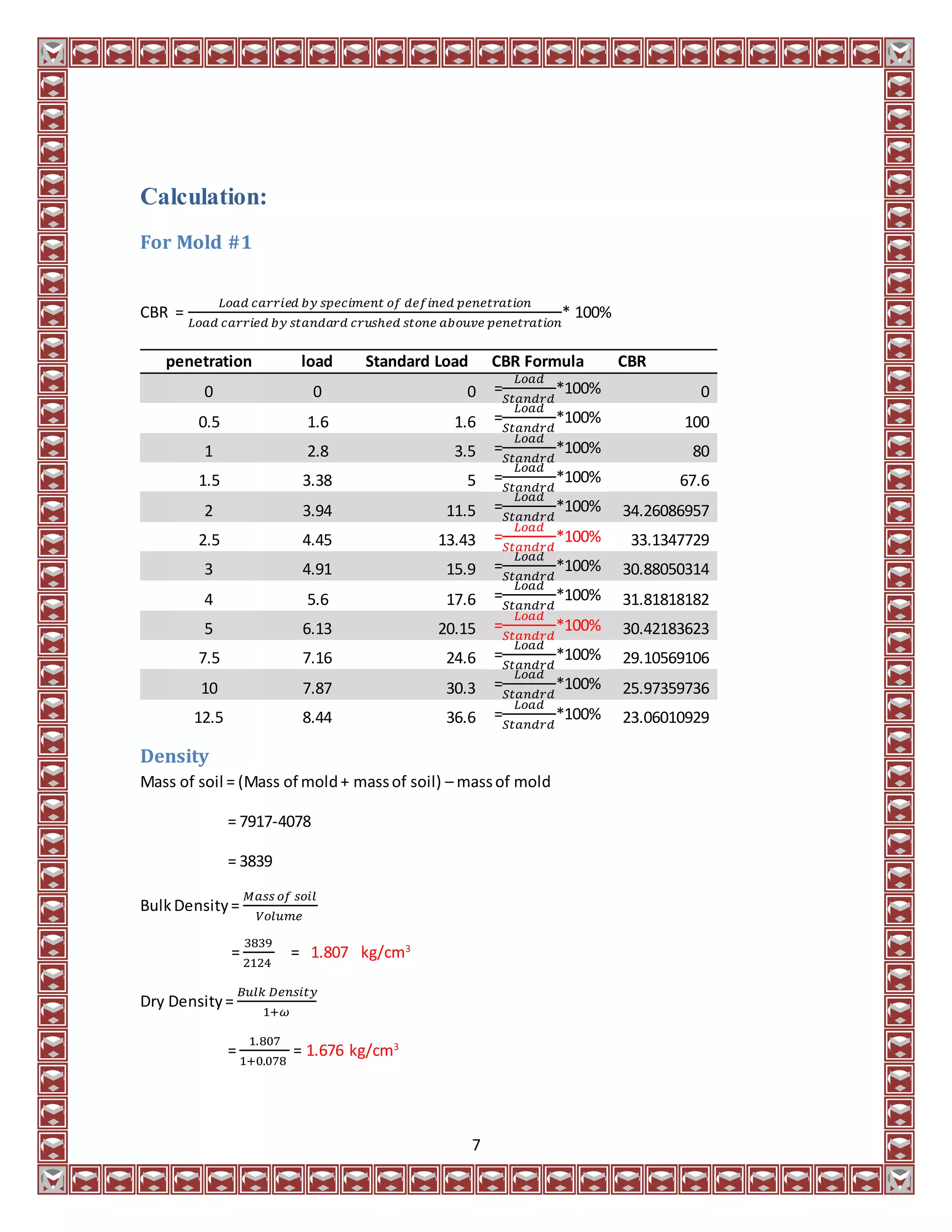 California Bearing Ratio Test | DOCX