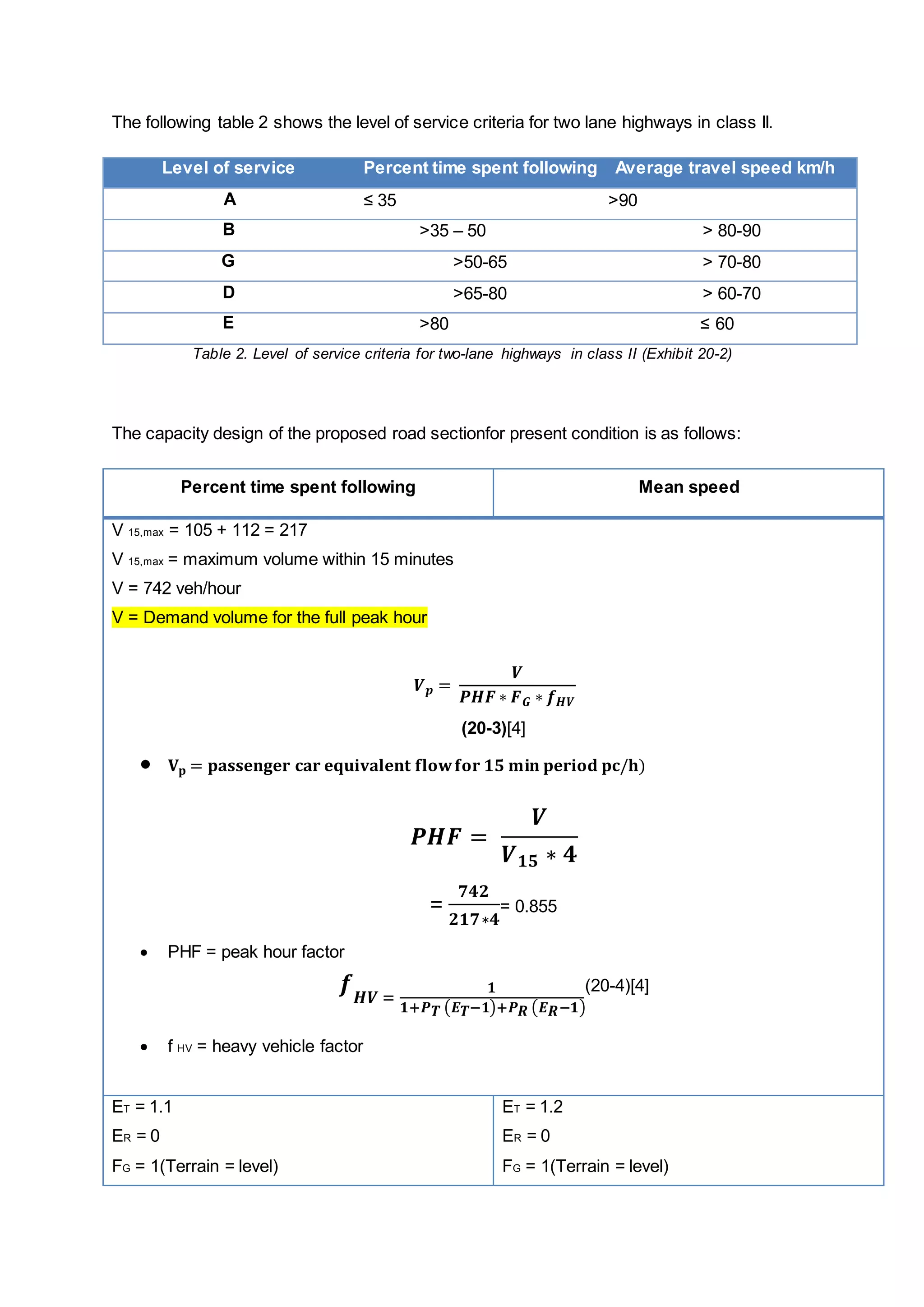 Highway designing calculations | DOCX
