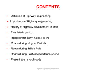 Highway Engineering Introduction: Lecture 1 | PPTX