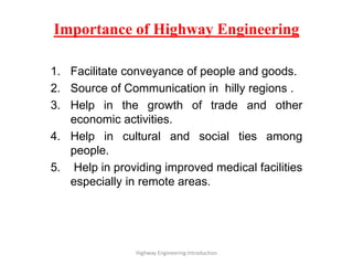 Highway Engineering Introduction: Lecture 1 | PPTX
