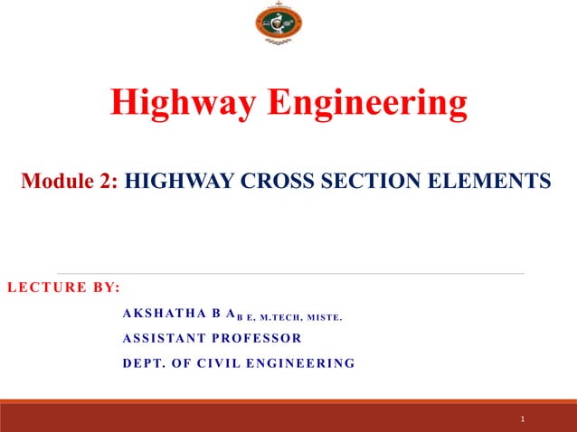 Highway Cross-sectional Elements | PPTX