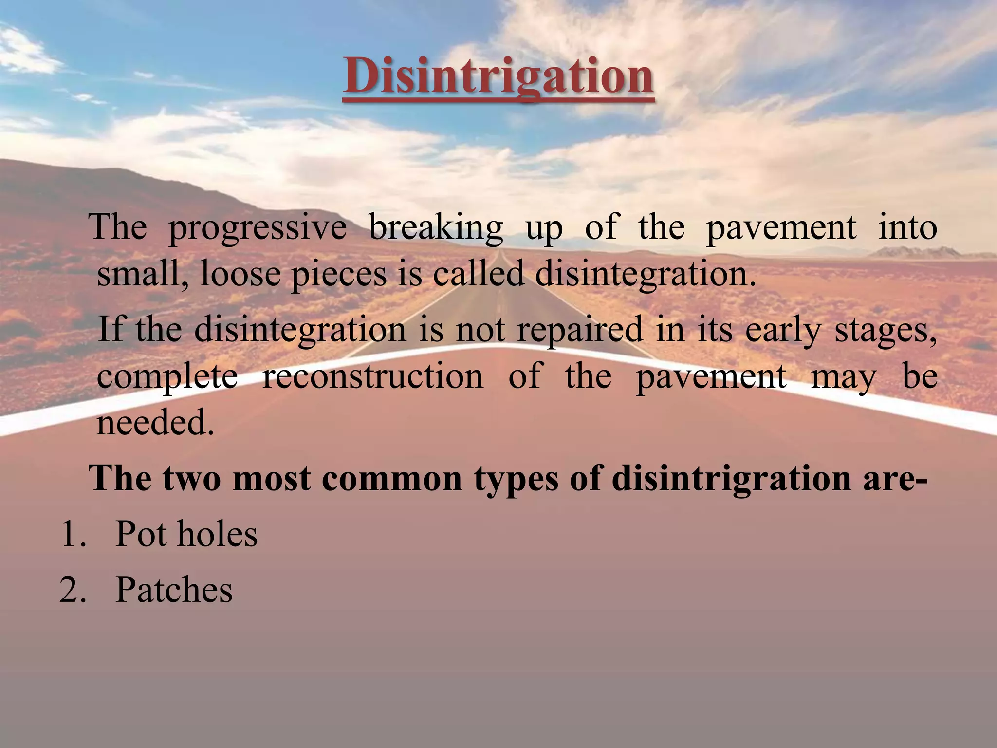 Highway failure and their maintenance | PPTX