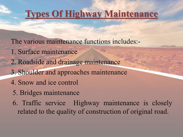 Highway failure and their maintenance | PPTX