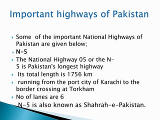 Highways and motorways of pakistan | PPTX