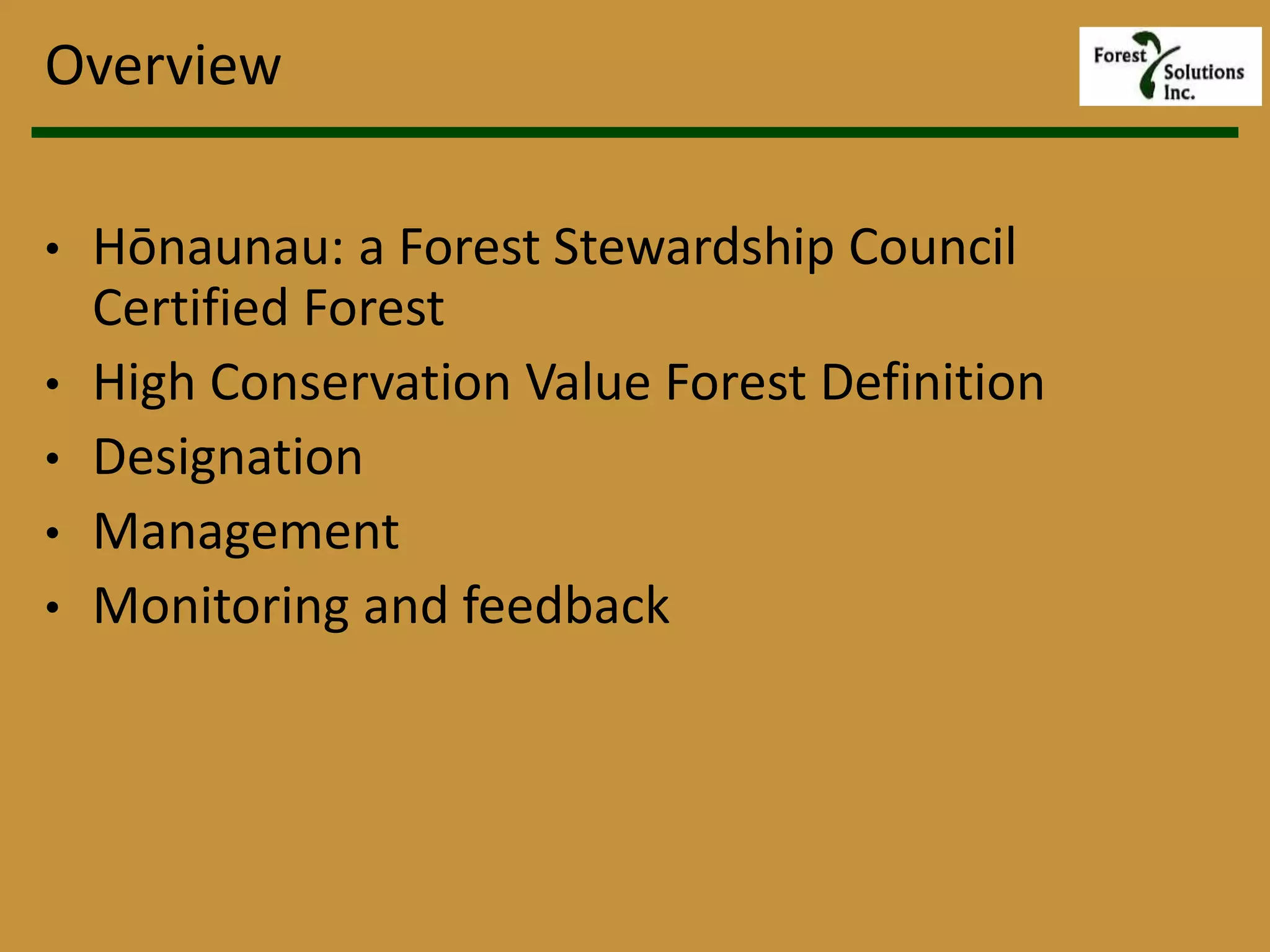 Designating and Managing High Conservation Value Forests | PPTX