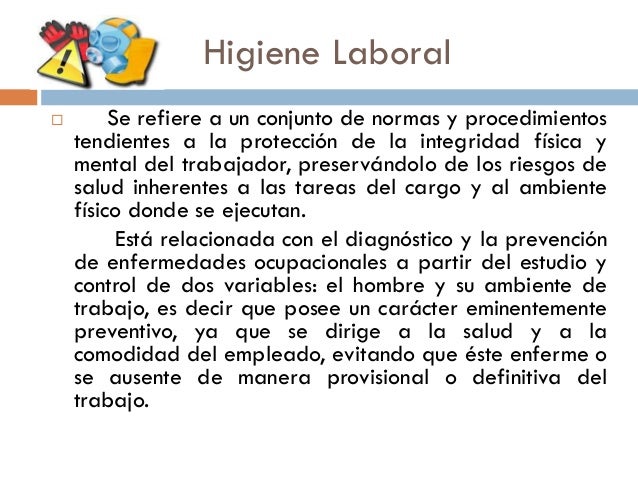 HIGIENE EN SALUD OCUPACIONAL: HIGIENE EN SALUD LABORAL